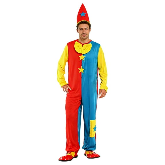 CONZONE Carnival Men's Clown Dress Up Funny Junpsuit And Hat Outfits ...