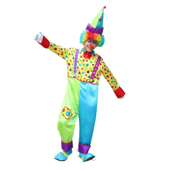 CONZONE Carnival Men's Clown Dress Up Funny Junpsuit And Hat Outfits ...