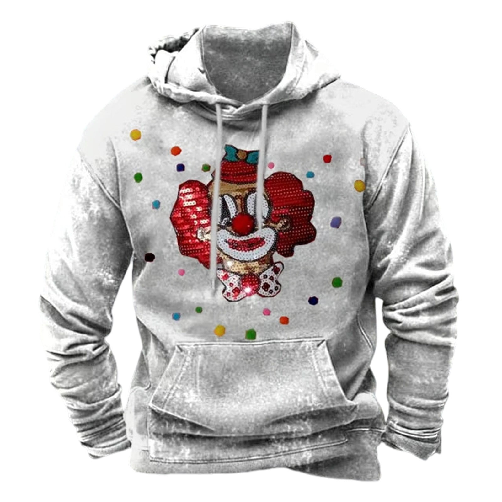 CONZONE Carnival Men's Hoodies Funny Clown Graphic Hoodie For Men Long ...