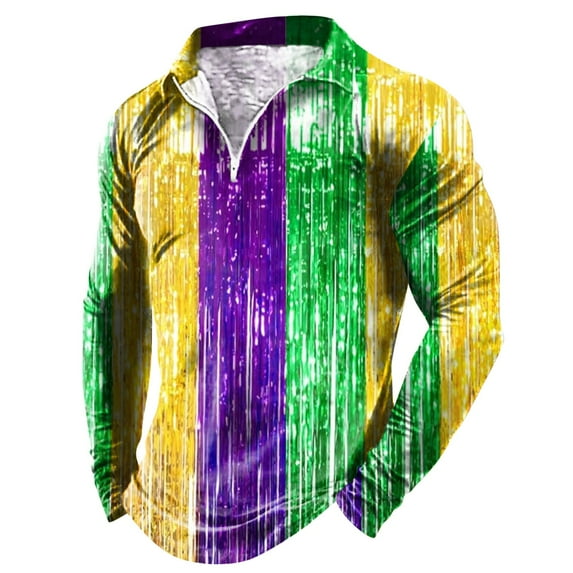 CONZONE Carnival Men's T-Shirts Short Sleeve Mardi Gras T Shirts for ...