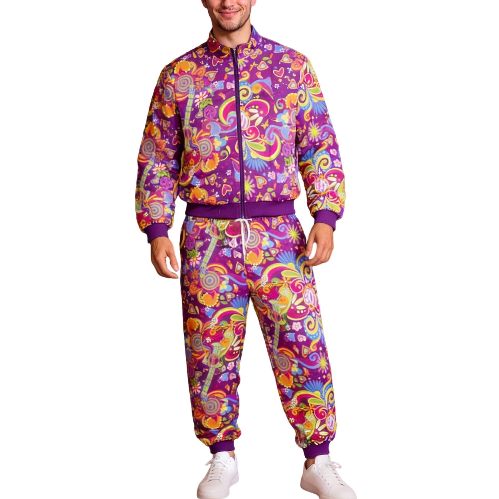 CONZONE Carnival Mens 70S Disco Ssweatsuits Casual Track Suit for Men ...