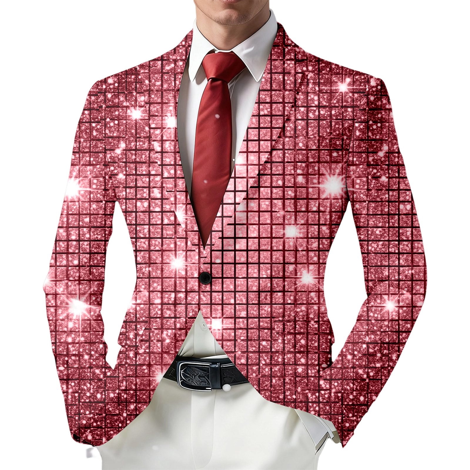 CONZONE Carnival Mens Blazer Casual Suit Jacket for Men Glitter Sequins ...