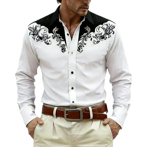 CONZONE Carnival Mens Buttons Down Shirts Long Sleeve Shirts For Men ...