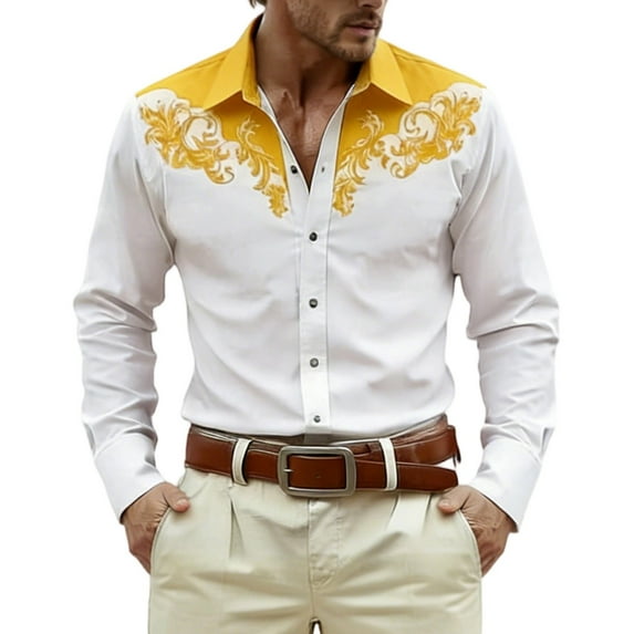 CONZONE Carnival Mens Buttons Down Shirts Long Sleeve Shirts For Men ...