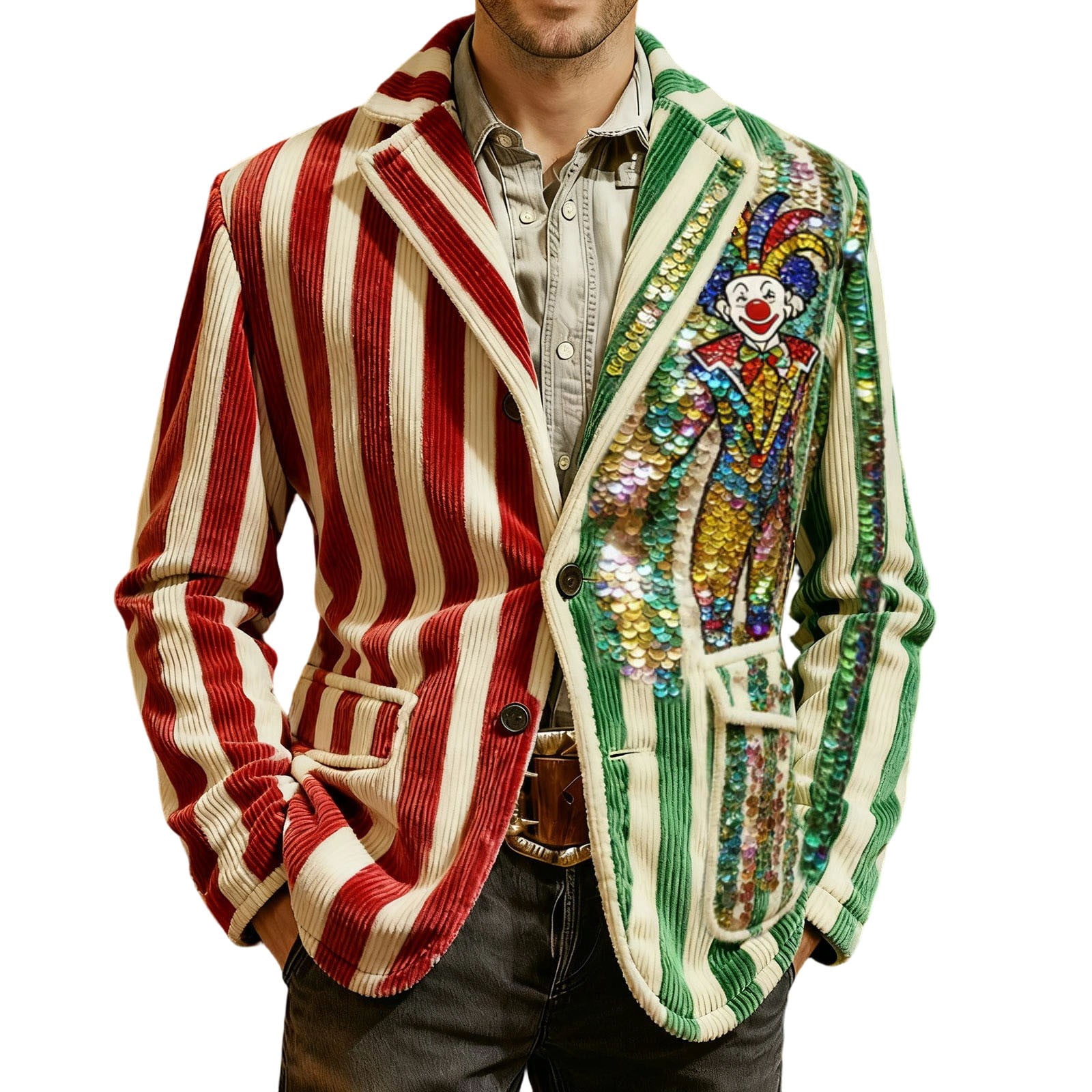 CONZONE Carnival Mens Corduroy Blazer Casual Suit Jacket for Men Funny ...