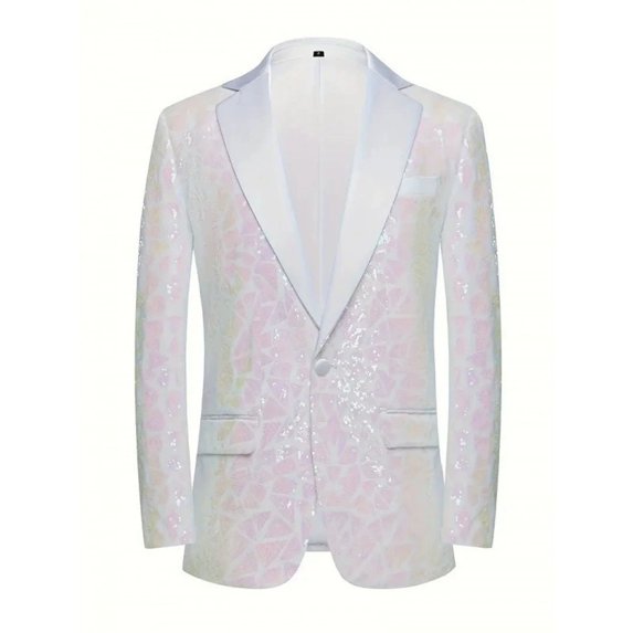 CONZONE Carnival Mens Sequins Blazer Casual Suit Jacket for Men Shiny ...