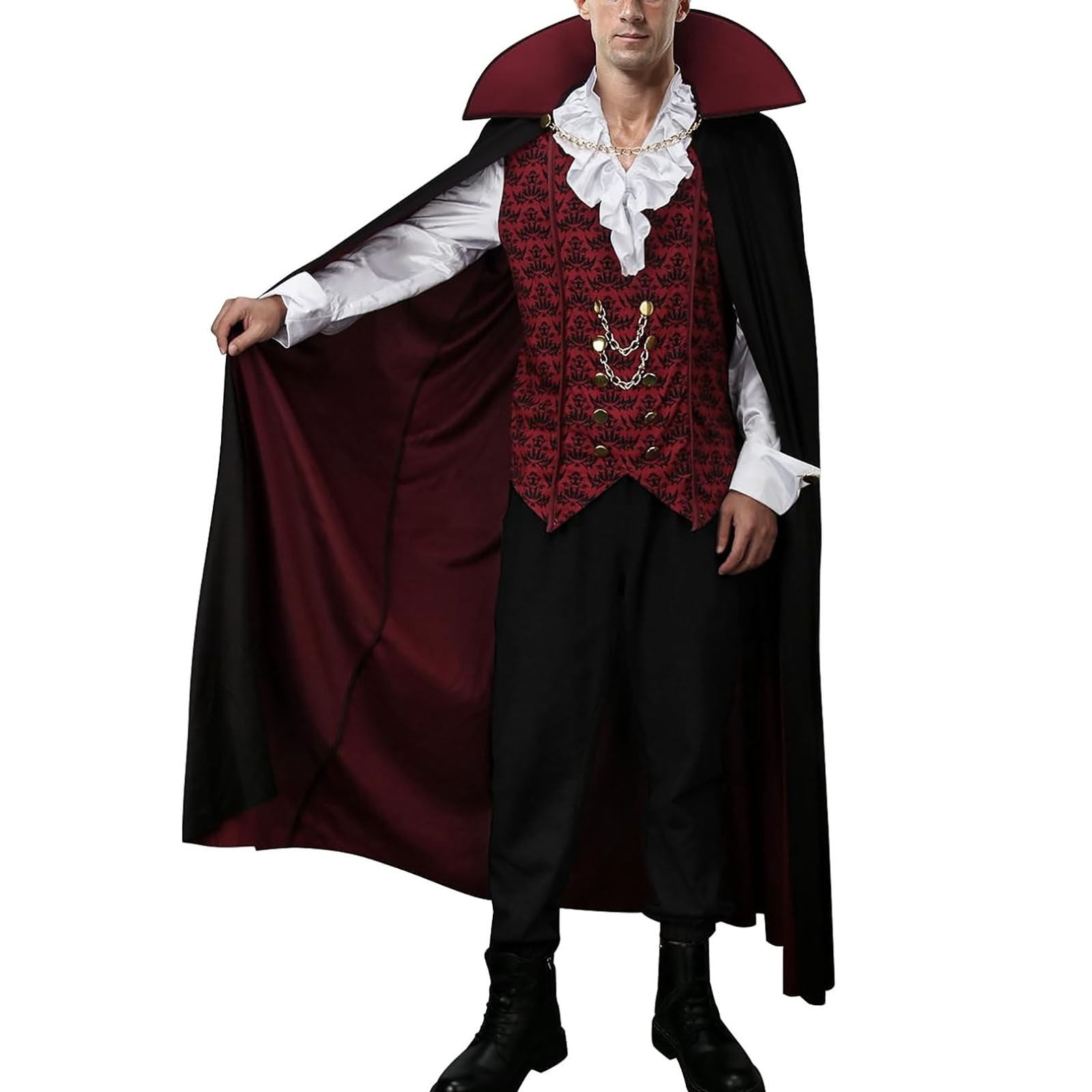 CONZONE Carnival Mens Vampire Dress Up Gothic Cloak Outfit Funny Party ...