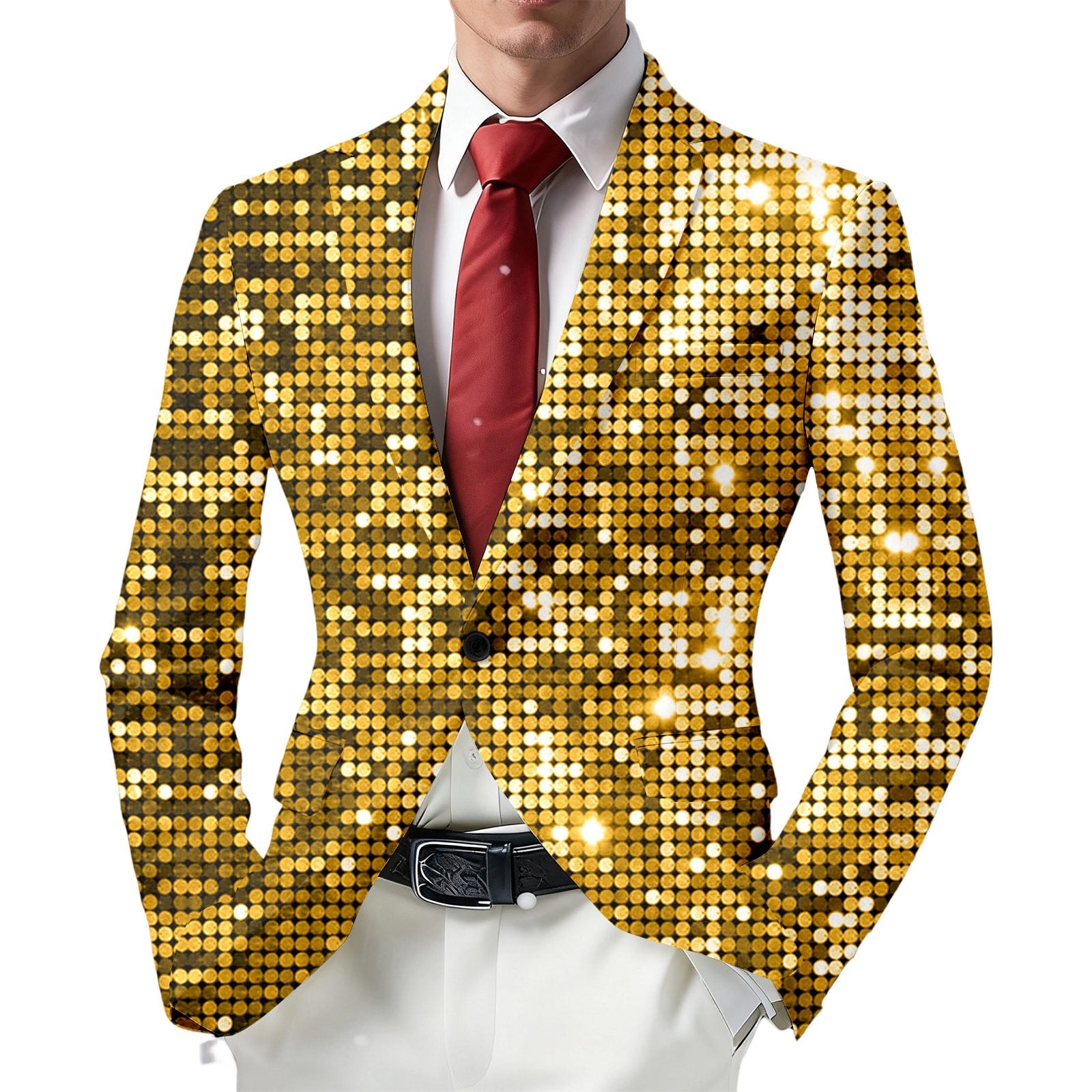CONZONE Carnival Suit Jacket for Men Casual Mens Blazer Glitter Sequins ...