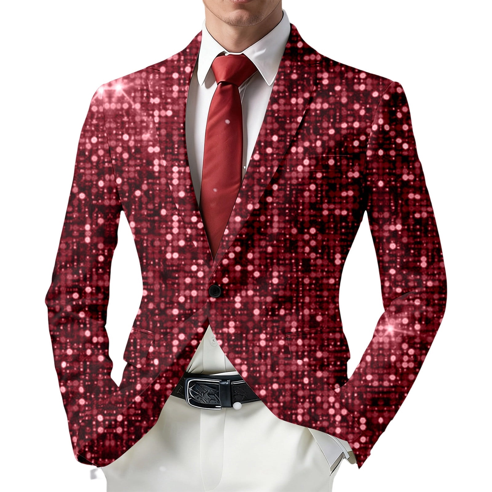 CONZONE Carnival Suit Jacket for Men Casual Mens Blazer Glitter Sequins ...