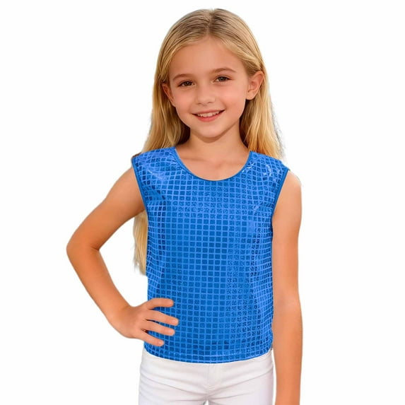 CONZONE Carnival Toddler Girls Sleeveless T Shirts Glitter Sequin ...