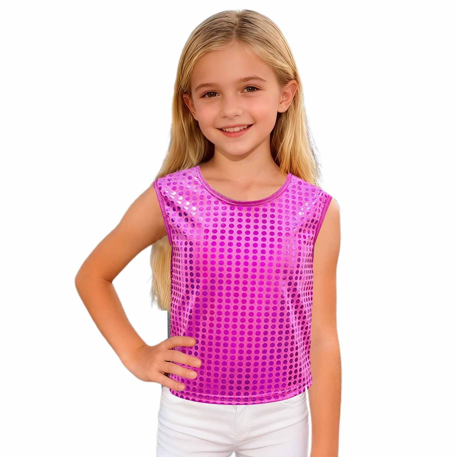 CONZONE Carnival Toddler Girls Sleeveless T Shirts Glitter Sequin ...