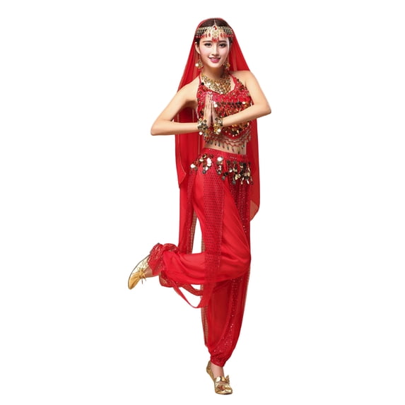 CONZONE Carnival Womens Belly Dance Dress Up Sparkly Sequined Vest Lace ...