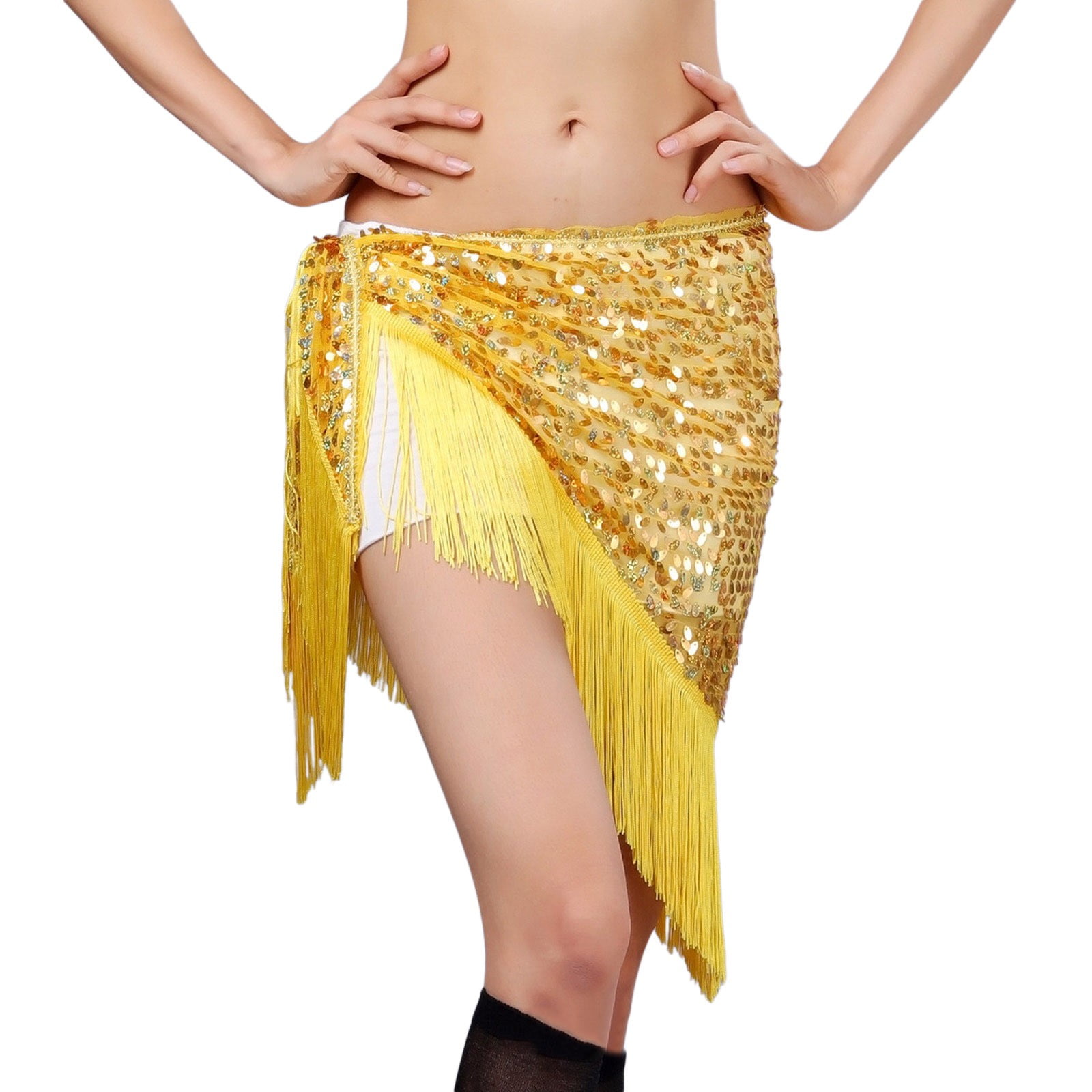 CONZONE Carnival Womens Belly Dance Skirt Glitter Sparkly Sequins ...