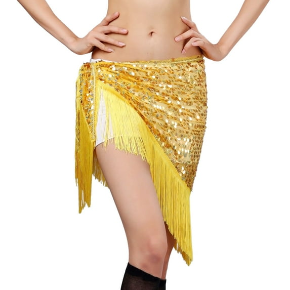 CONZONE Carnival Womens Belly Dance Skirt Glitter Sparkly Sequins ...