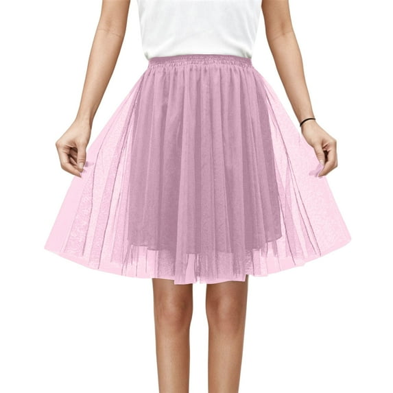 CONZONE Carnival Womens Layered Tulle Skirt Solid Color A Line High ...