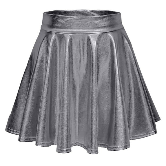 CONZONE Carnival Womens Pu Leather Skirt Shiny Stretch High Waist ...