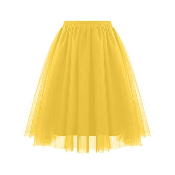 CONZONE Carnival Womens Tulle Midi Skirt Solid Color A Line Elastic ...