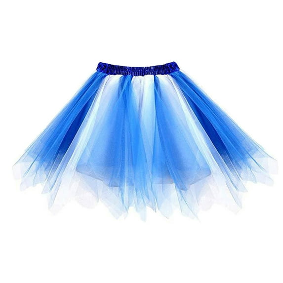 CONZONE Carnival Womens Tulle Mini Skirt Patchwork Color Elastic Waist ...