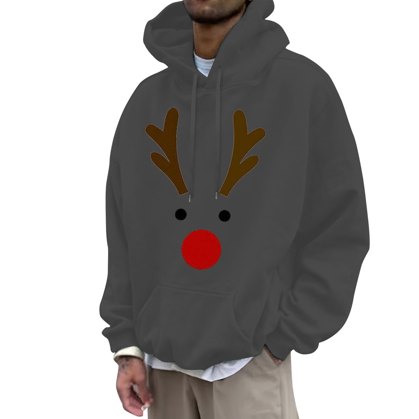 CONZONE Christmas Men's Hoodies Xmas Reindeer Hoodie for Men Graphic ...