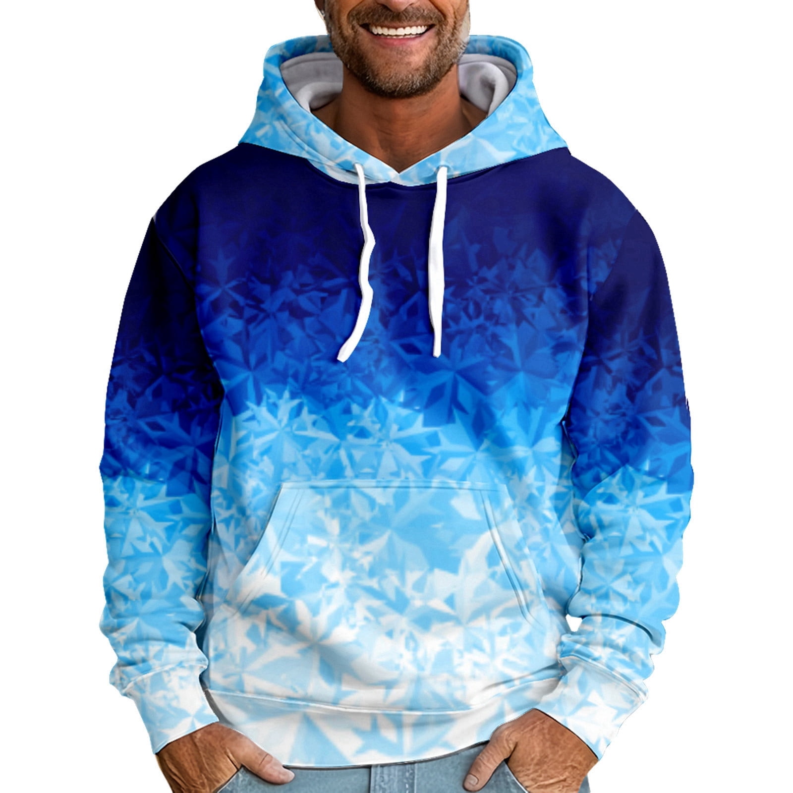 CONZONE Christmas Men's Hoodies Xmas Snowflake Hoodie for Men Graphic ...