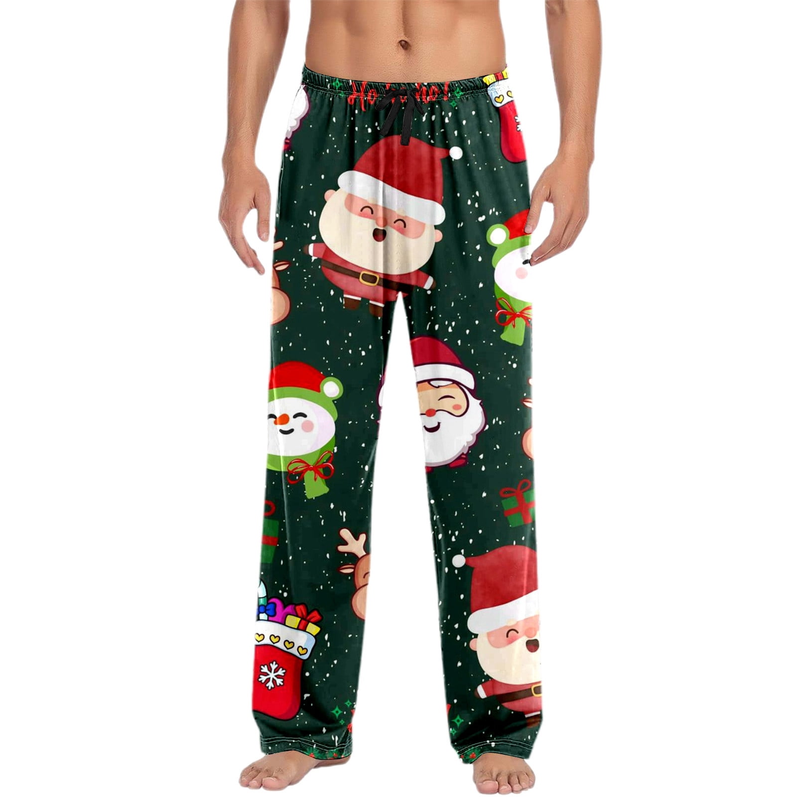 CONZONE Christmas Men's Pajamas Pants Xmas Santa Claus Graphic Pajama ...