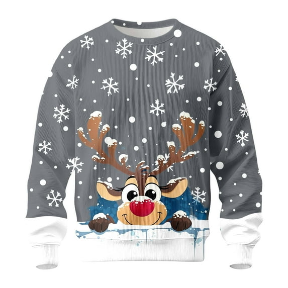 CONZONE Christmas Men's Sweatshirts Crewneck Knitted Sweatshirt for Men ...