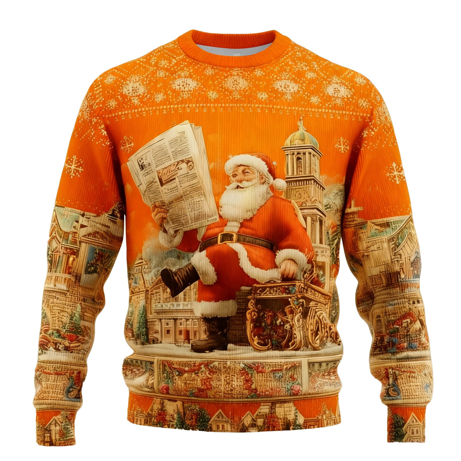 CONZONE Christmas Men's Sweatshirts Crewneck Sweatshirt for Men Ribbed ...