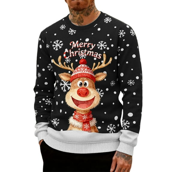 CONZONE Christmas Men's Sweatshirts Crewneck Sweatshirt for Men Xmas ...