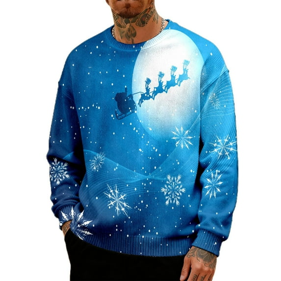 CONZONE Christmas Men's Sweatshirts Crewneck Sweatshirt for Men Xmas ...