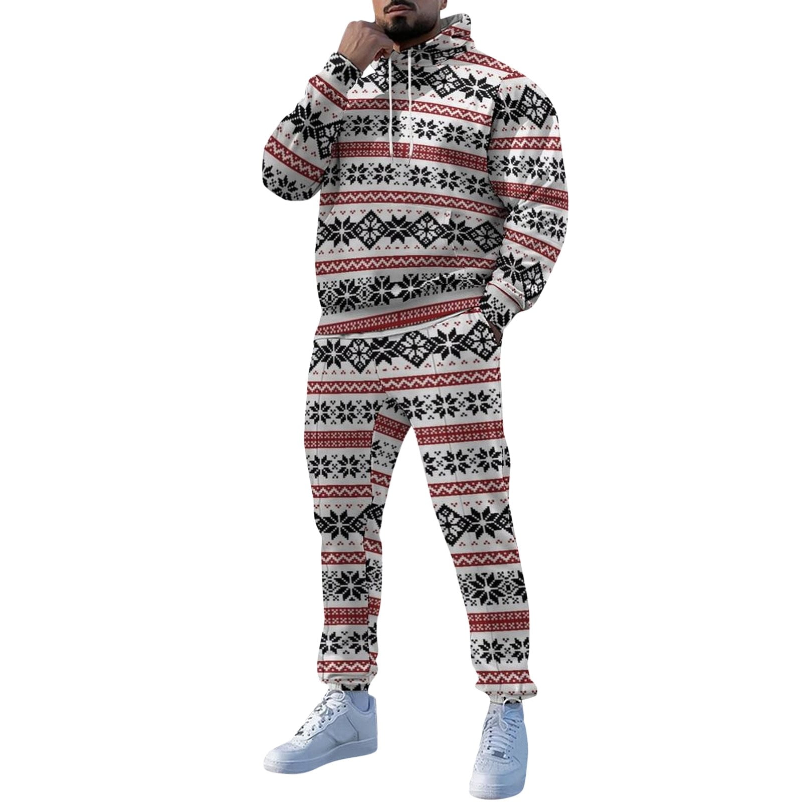 CONZONE Christmas Men's Sweatsuit 2 Piece Sets Casual Men's Jogging ...