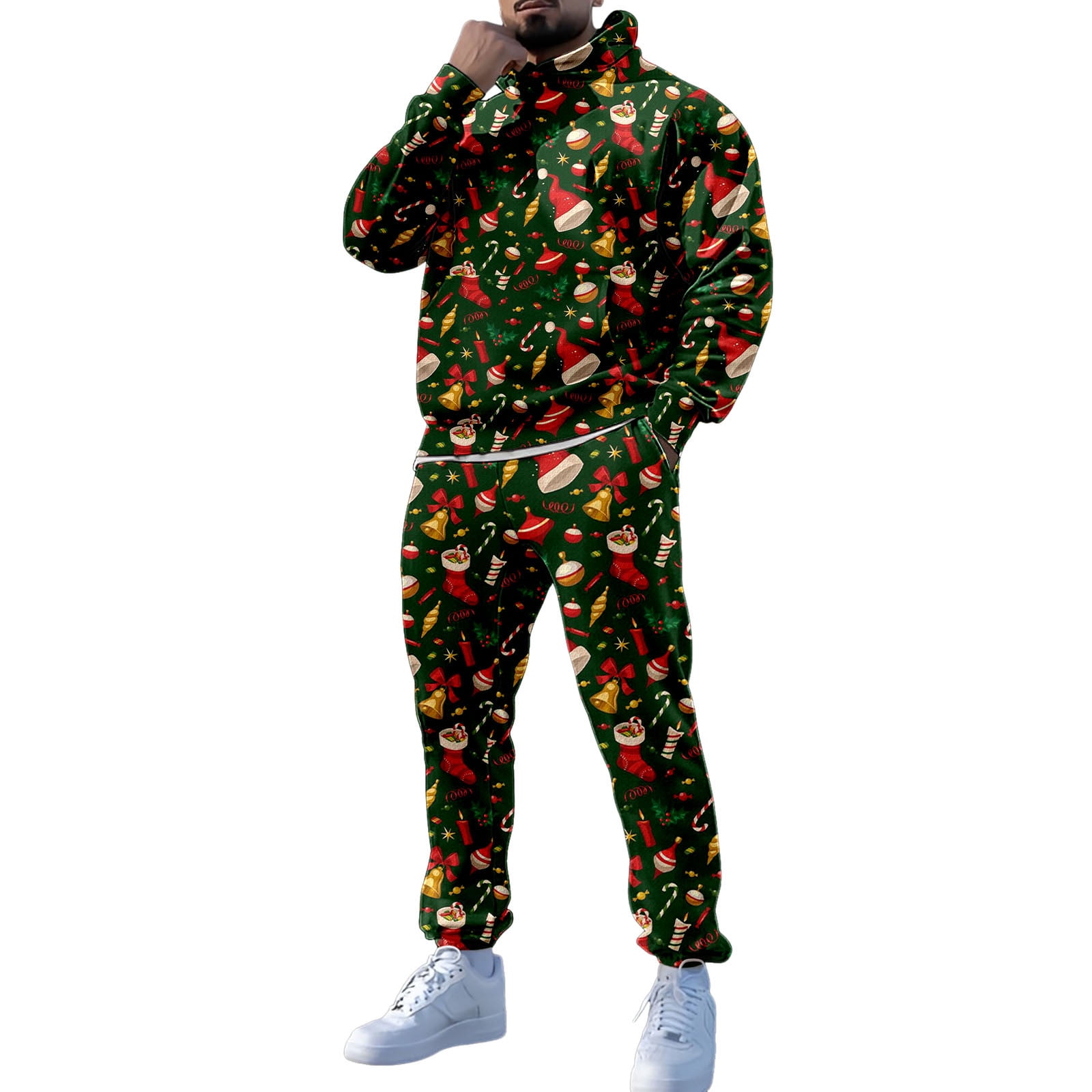 CONZONE Christmas Men's Sweatsuit 2 Piece Sets Casual Men's Jogging ...
