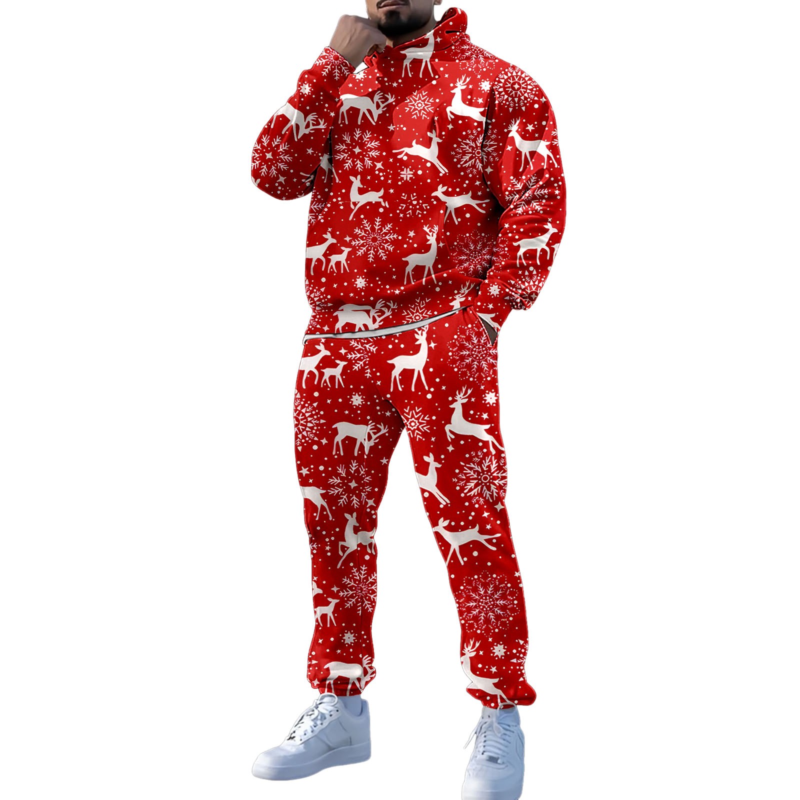 CONZONE Christmas Men's Sweatsuit 2 Piece Sets Casual Men's Jogging ...