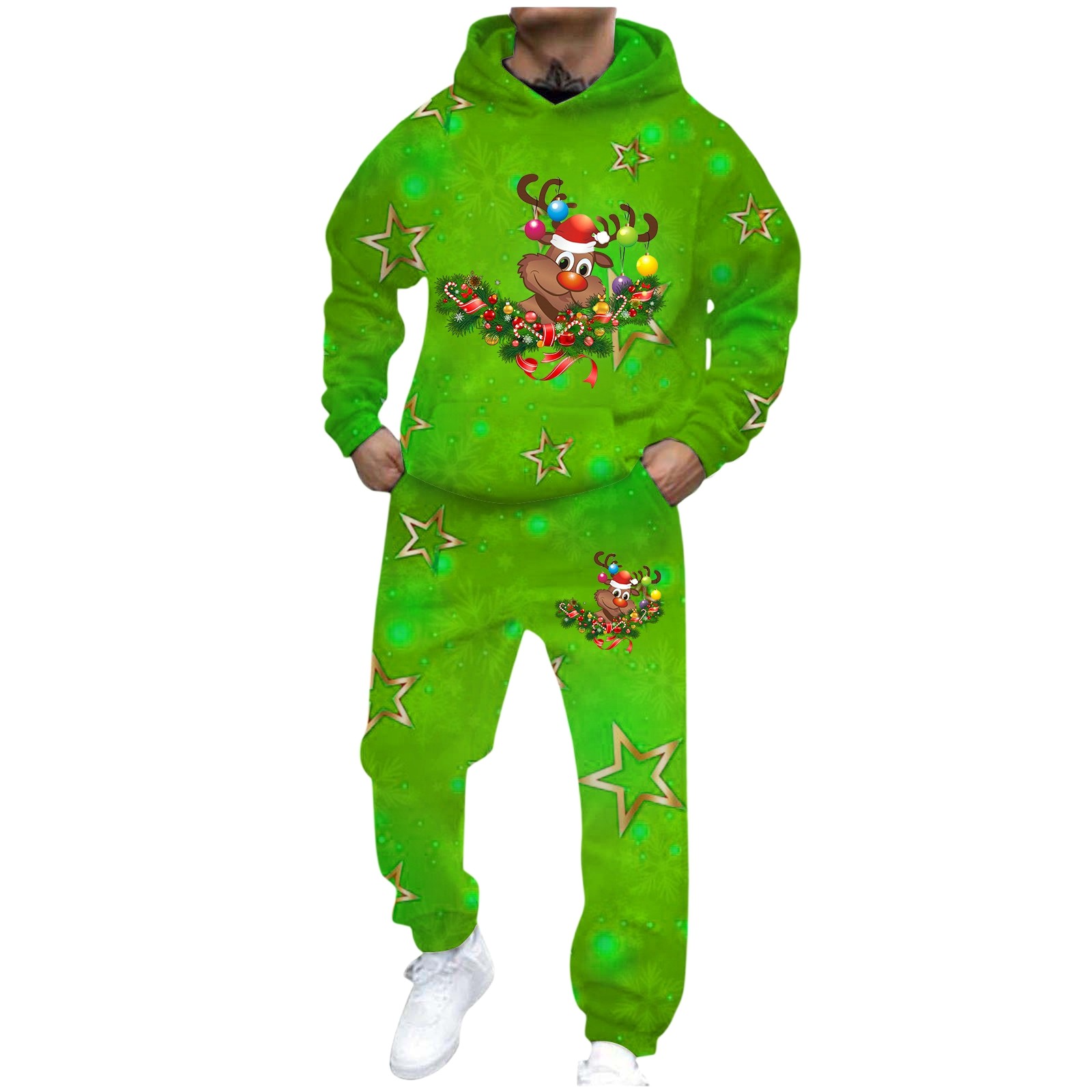 CONZONE Christmas Men's Tracksuit Sets Casual 2 Peice Sweatsuit Set for ...