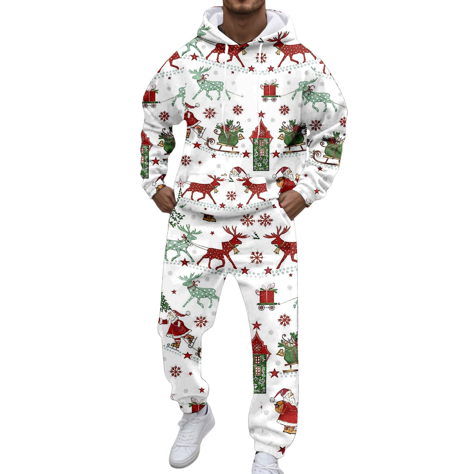 CONZONE Christmas Men's Tracksuit Sets Casual 2 Peice Sweatsuit Set for ...