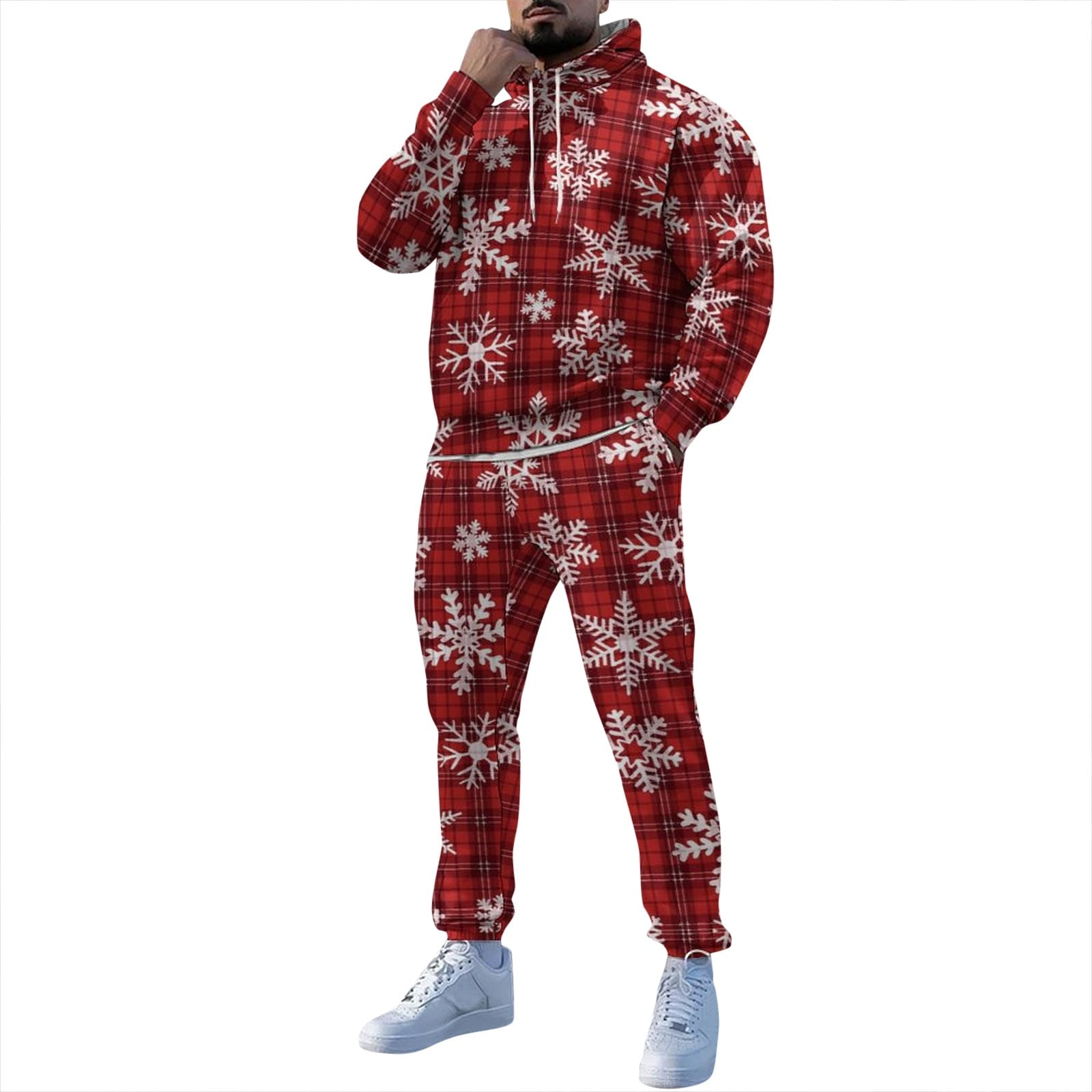 CONZONE Christmas Mens 2 Piece Sweatsuits Casual Men's Jogging ...