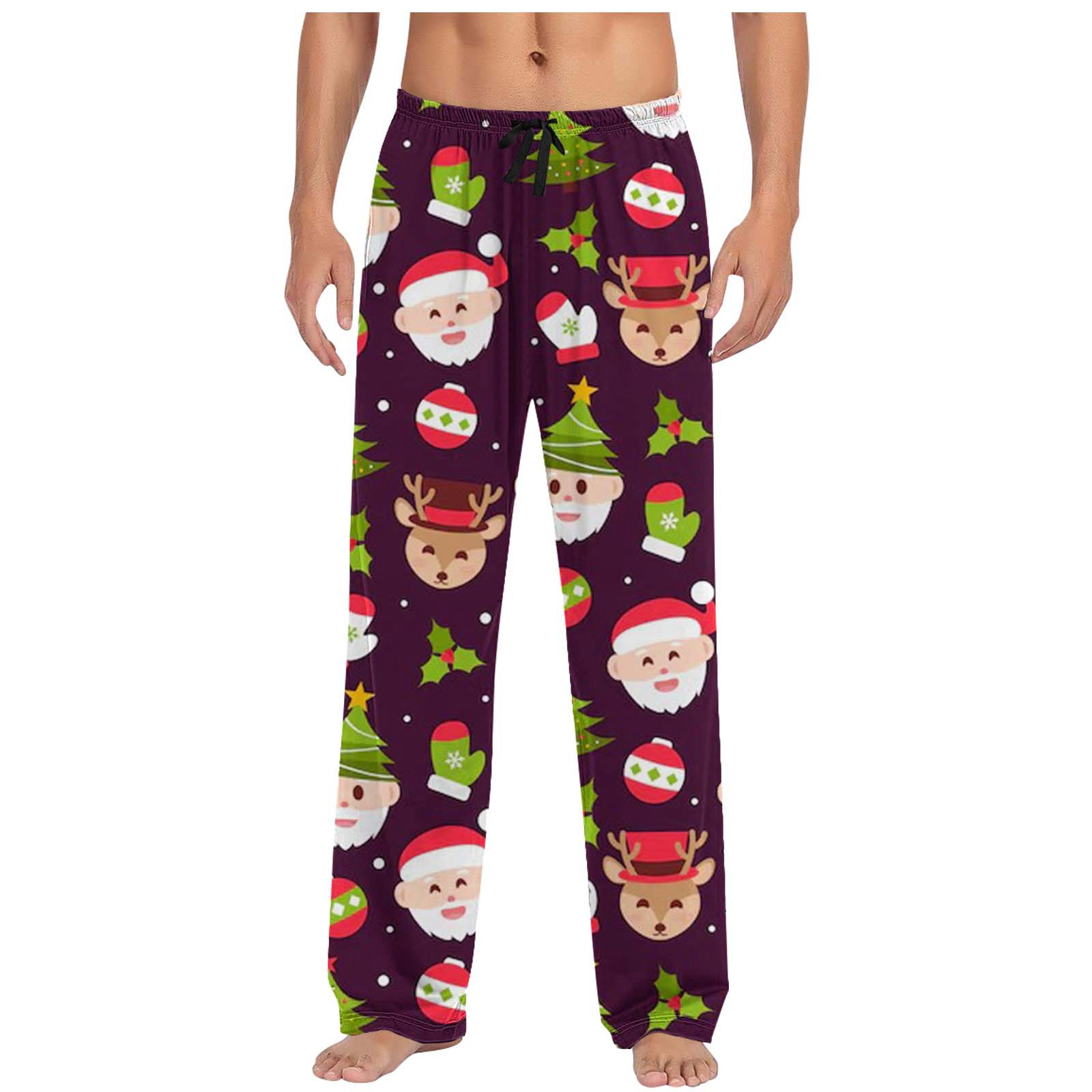 CONZONE Christmas Mens Pajamas Pant Wide Leg Pajama Pants for Men ...