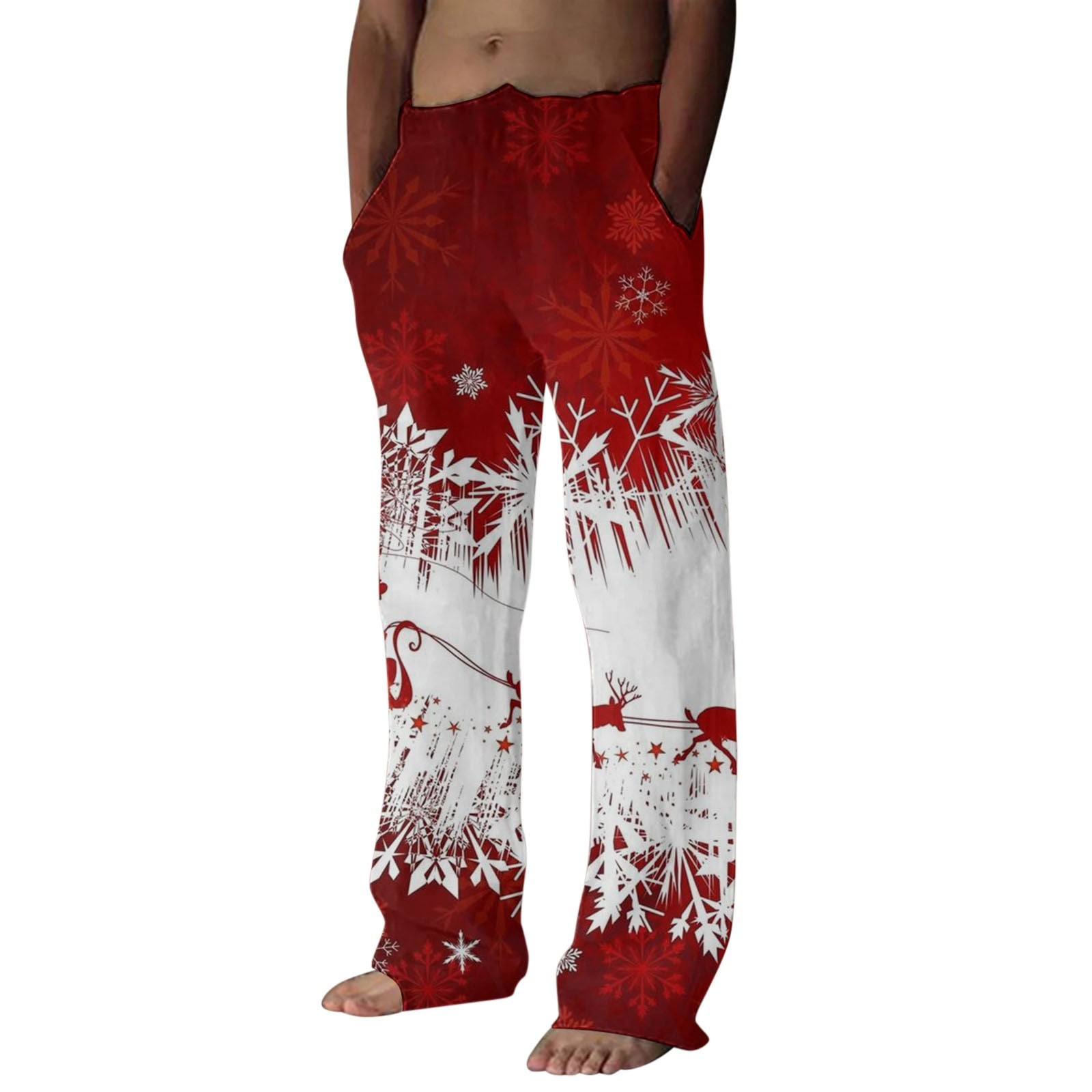 CONZONE Christmas Mens Pajamas Pants Wide Leg Pajama Pants for Men ...