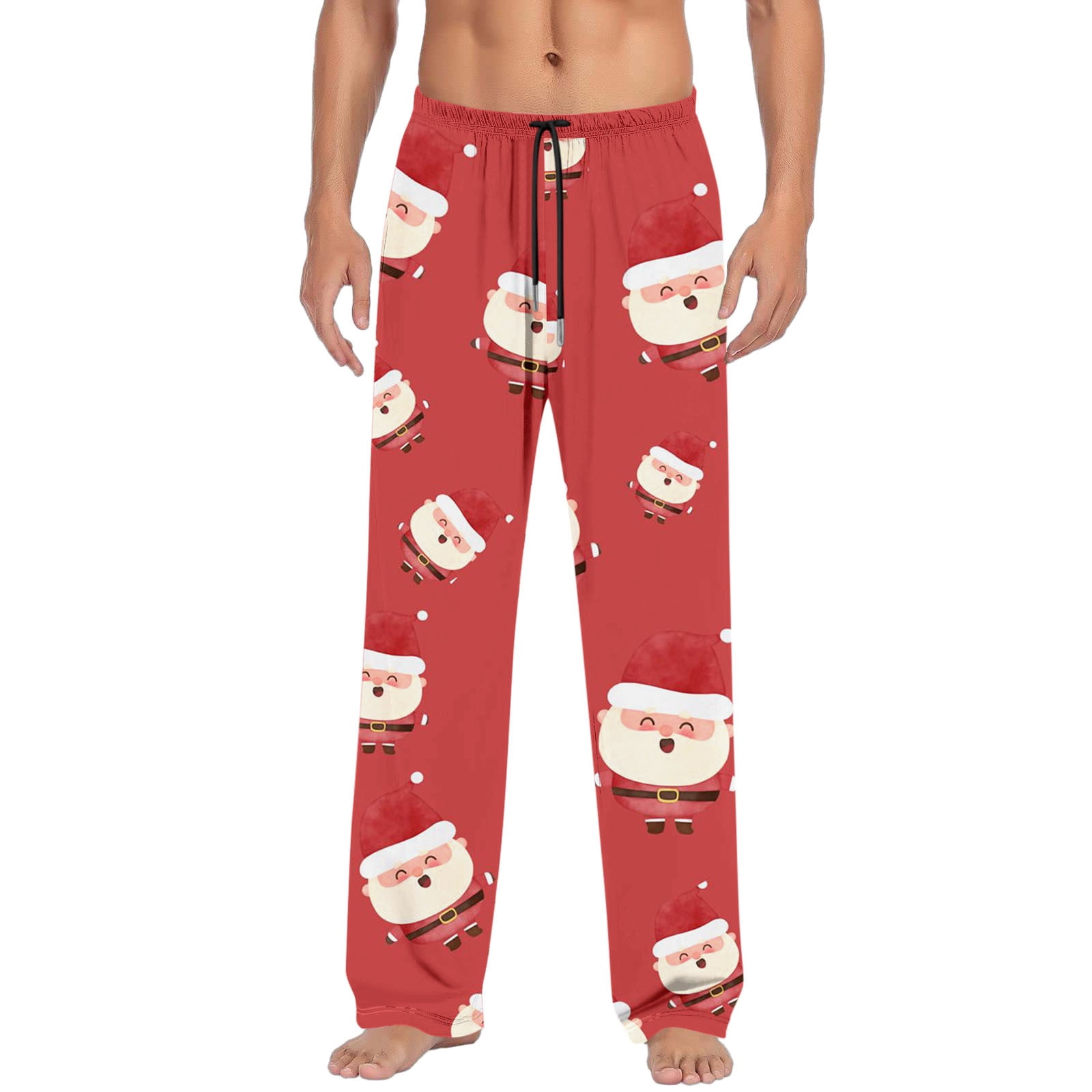 CONZONE Christmas Mens Pajamas Pants Xmas Santa Claus Graphic Pjs Pants ...