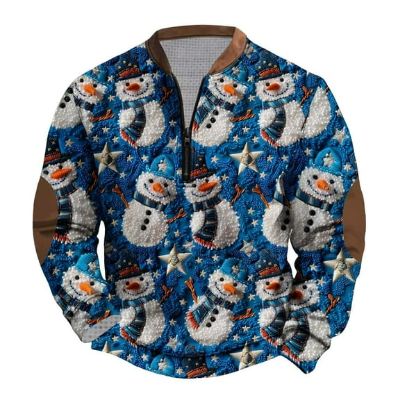 CONZONE Christmas Mens Sweatshirts Crewneck Sweatshirt for Men Xmas ...