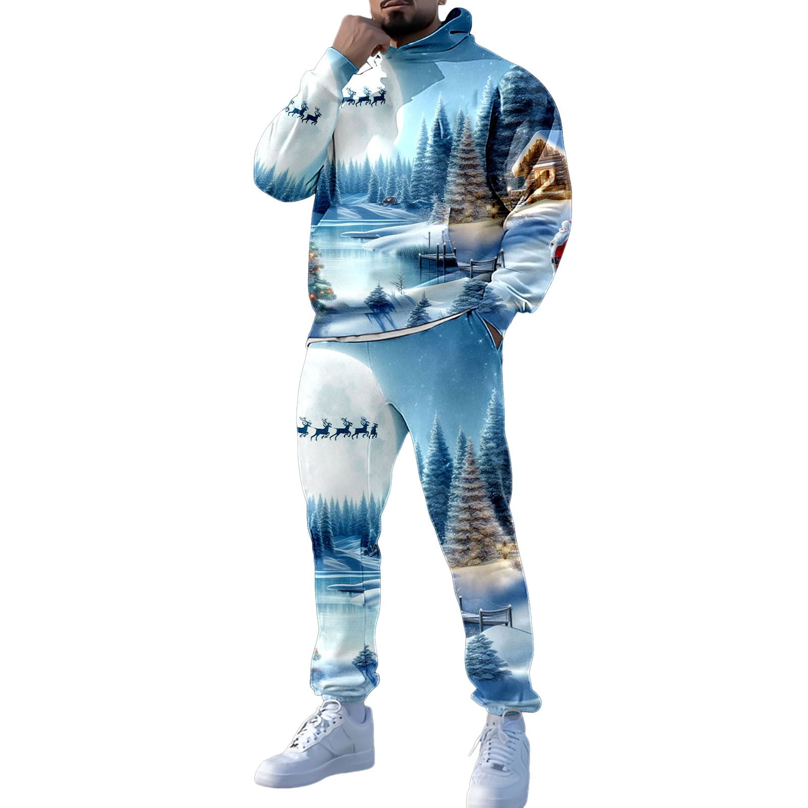 CONZONE Christmas Mens Sweatsuit 2 Piece Sets Casual Men's Jogging ...