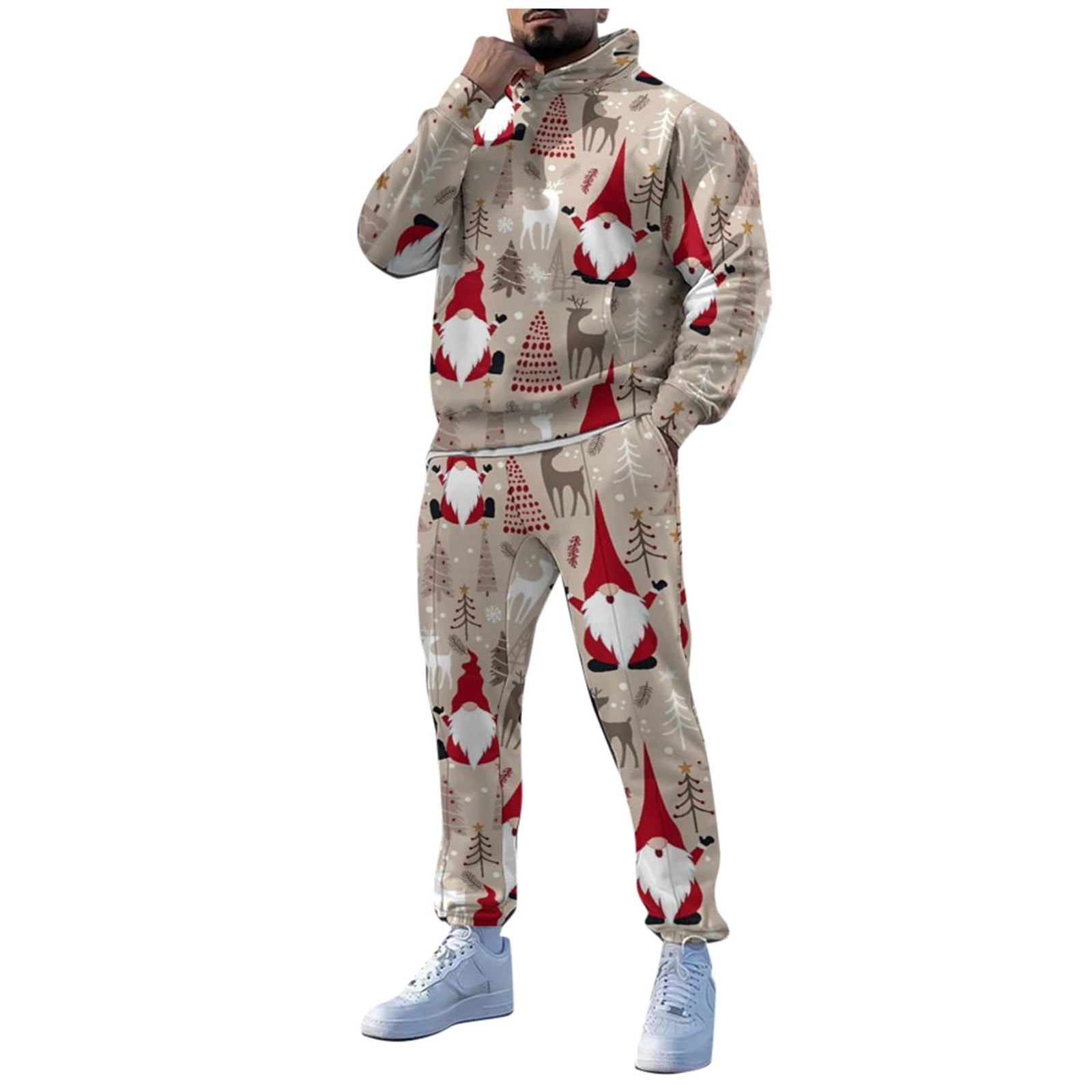 CONZONE Christmas Mens Sweatsuit 2 Piece Sets Casual Men's Jogging ...