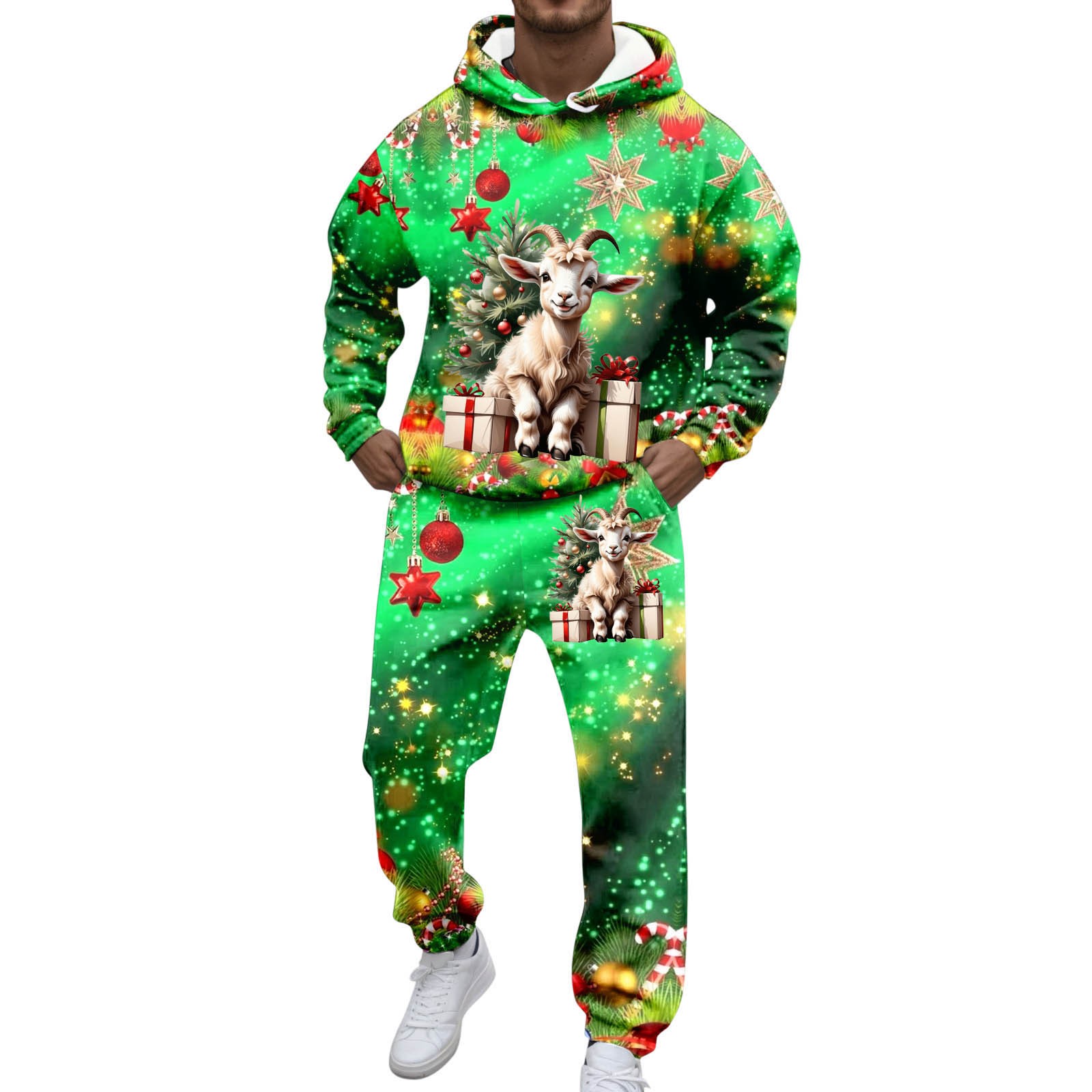 CONZONE Christmas Mens Tracksuit Casual 2 Peice Sweatsuit Set for Men ...