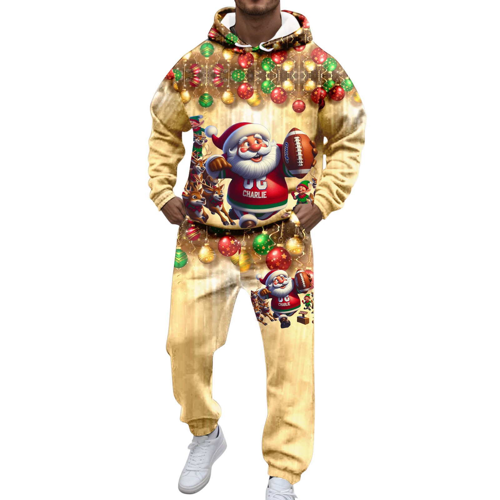 CONZONE Christmas Mens Tracksuit Casual 2 Peice Sweatsuit Set for Men ...