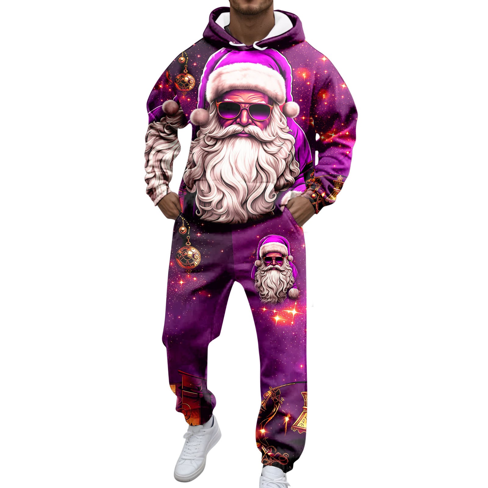 CONZONE Christmas Mens Tracksuit Casual 2 Peice Sweatsuit Set for Men ...