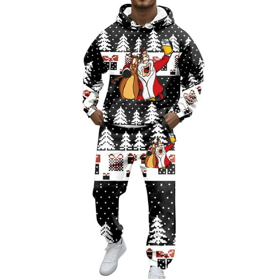 CONZONE Christmas Mens Tracksuit Casual 2 Peice Sweatsuit Set for Men ...