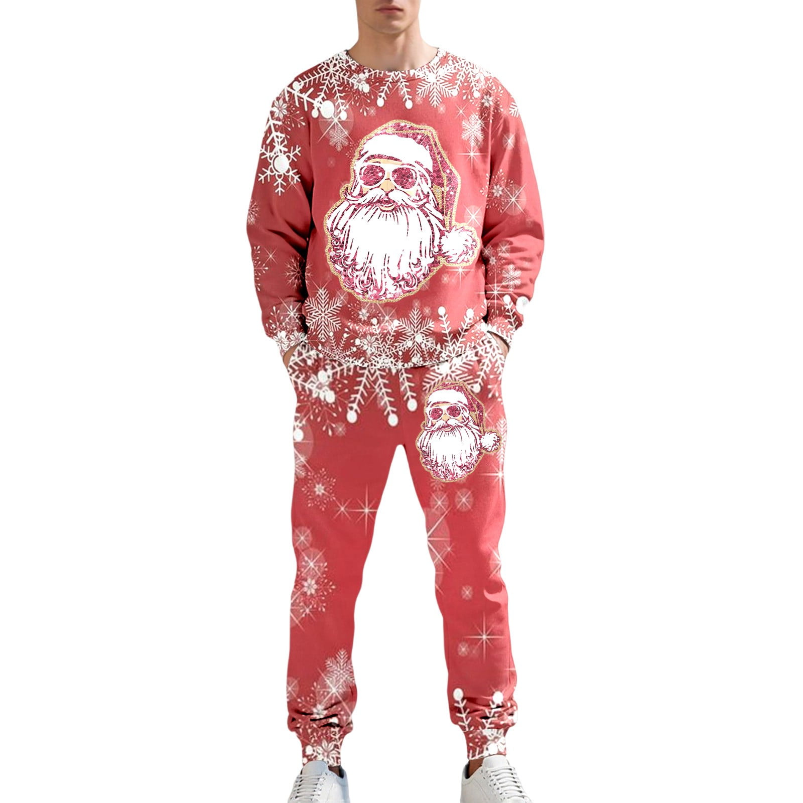 CONZONE Christmas Mens Tracksuit Casual 2 Peice Sweatsuit Set for Men ...