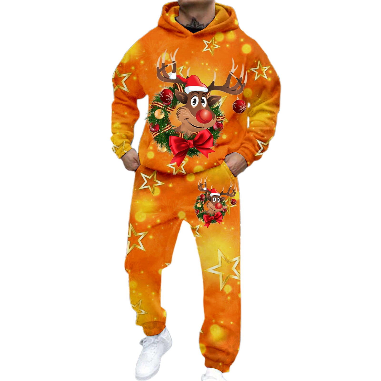 CONZONE Christmas Mens Tracksuit Casual 2 Peice Sweatsuit Set for Men ...