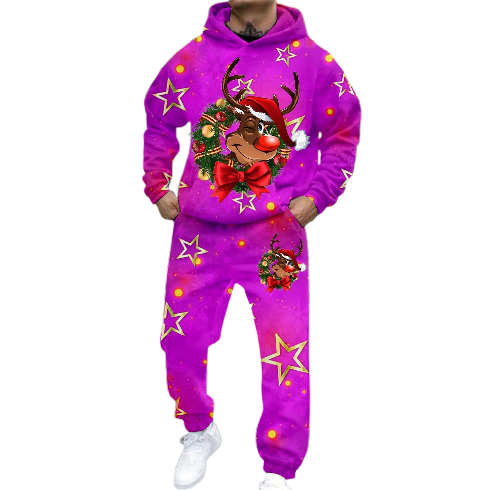 CONZONE Christmas Mens Tracksuit Casual 2 Peice Sweatsuit Set for Men ...
