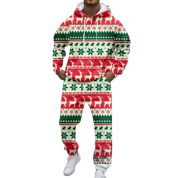 CONZONE Christmas Mens Tracksuit Casual 2 Peice Sweatsuit Set for Men ...