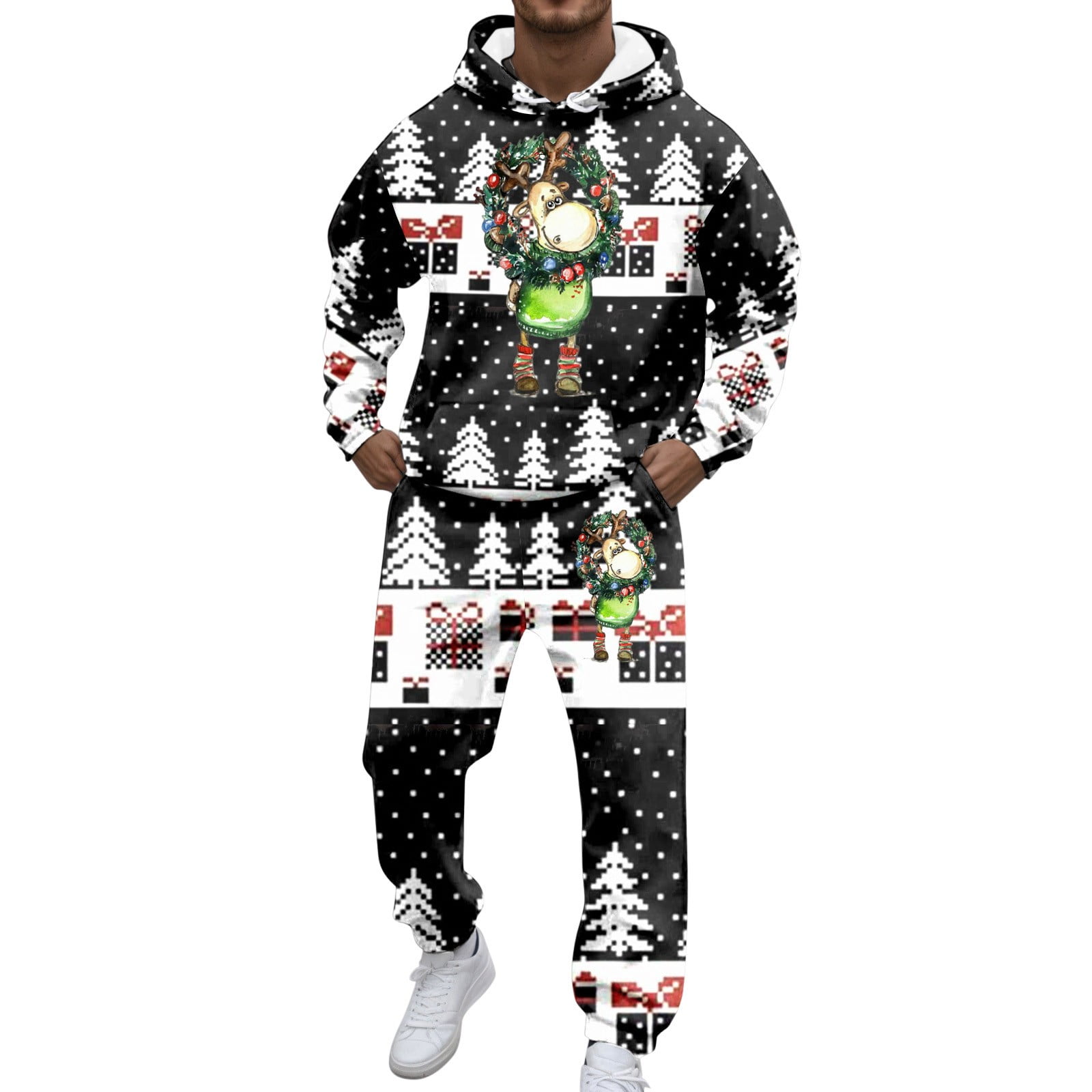 CONZONE Christmas Mens Tracksuit Sets Casual 2 Peice Sweatsuit Set for ...